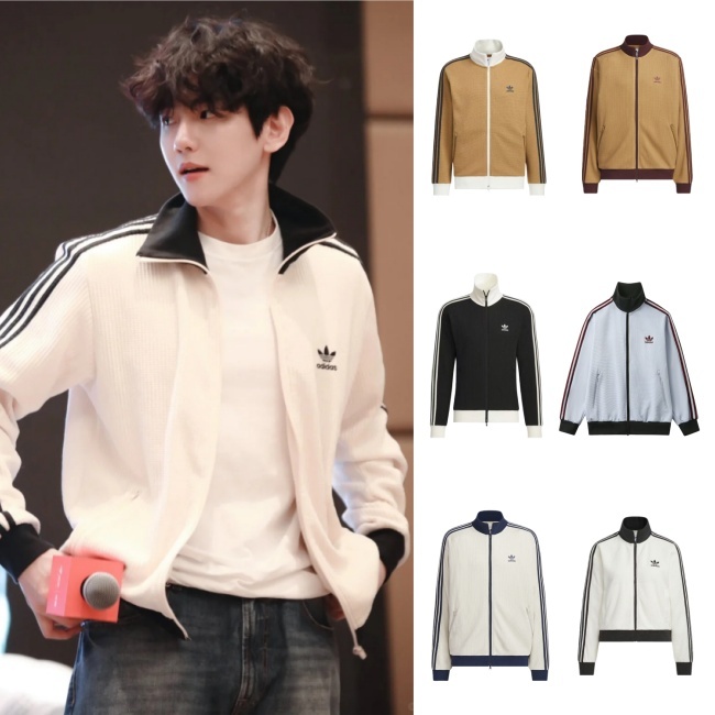 BHO 韓國代購🇰🇷 Adidas 三葉草 華夫格外套 邊伯賢 元彬同款款 JW0110 立領外套 | 蝦皮購物
