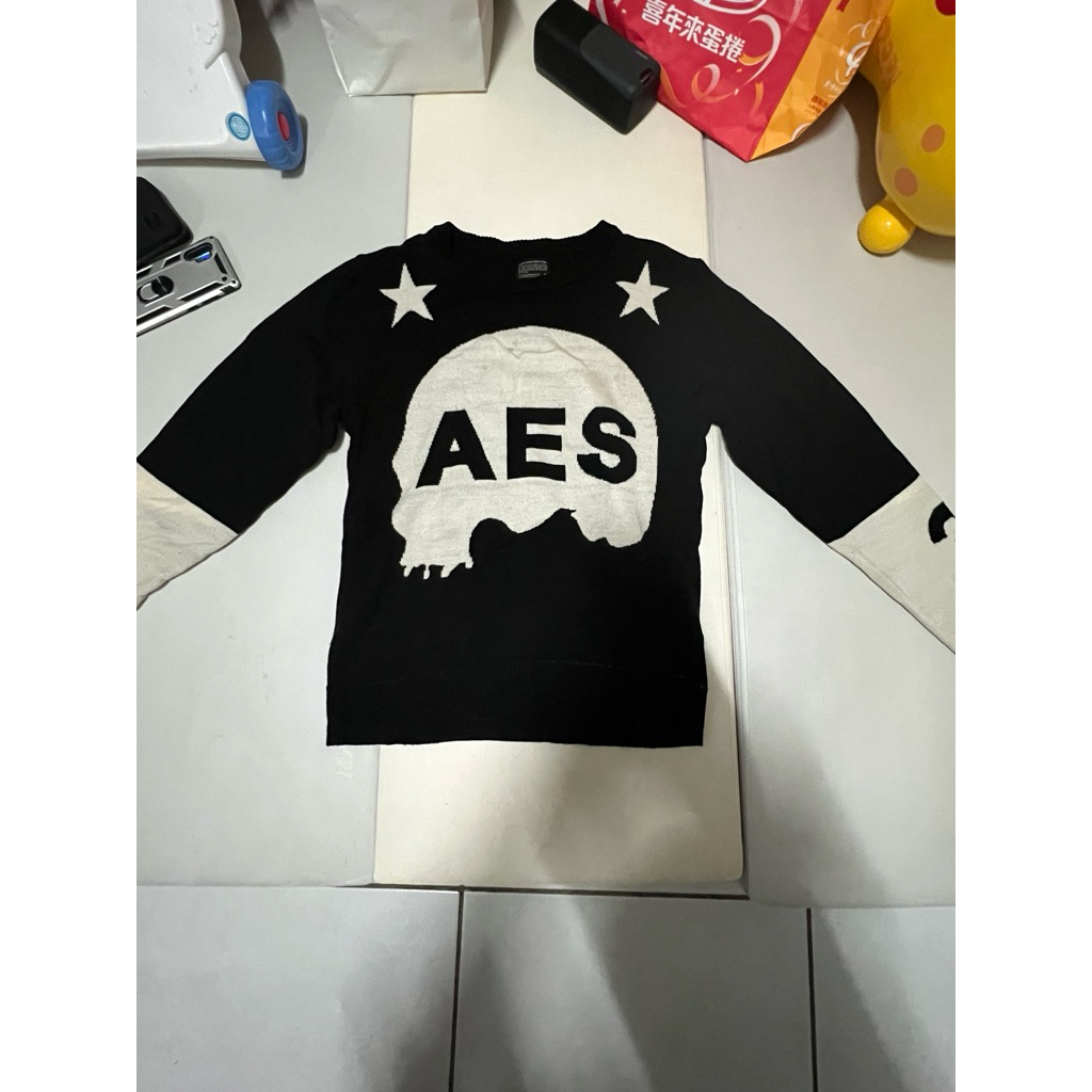 aes 小鬼 黃鴻升 早期骷髏毛衣 M號 | 蝦皮購物