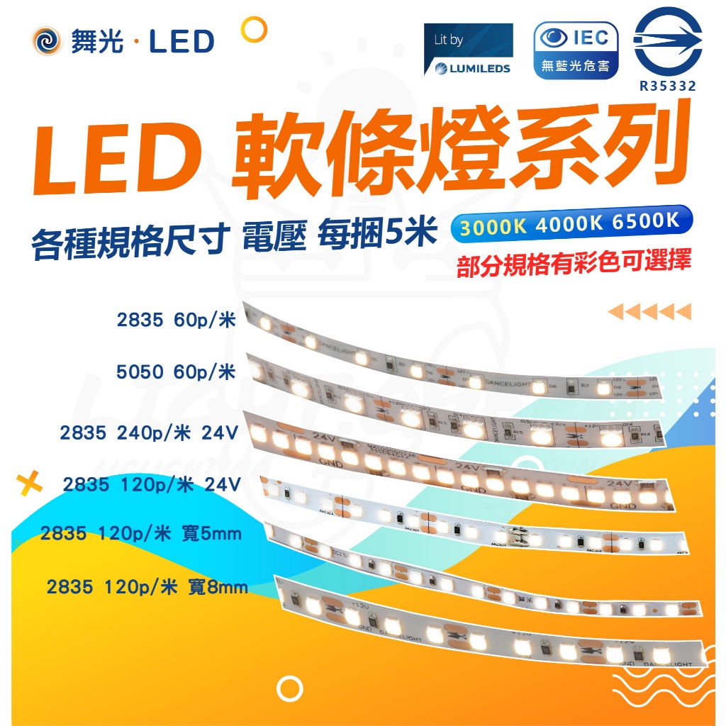 含稅【舞光】 低壓室內軟條燈 3528 5050 內附固定夾 24V 12V LED燈帶 裸板燈帶 燈帶 燈條 每捆5米 | 蝦皮購物