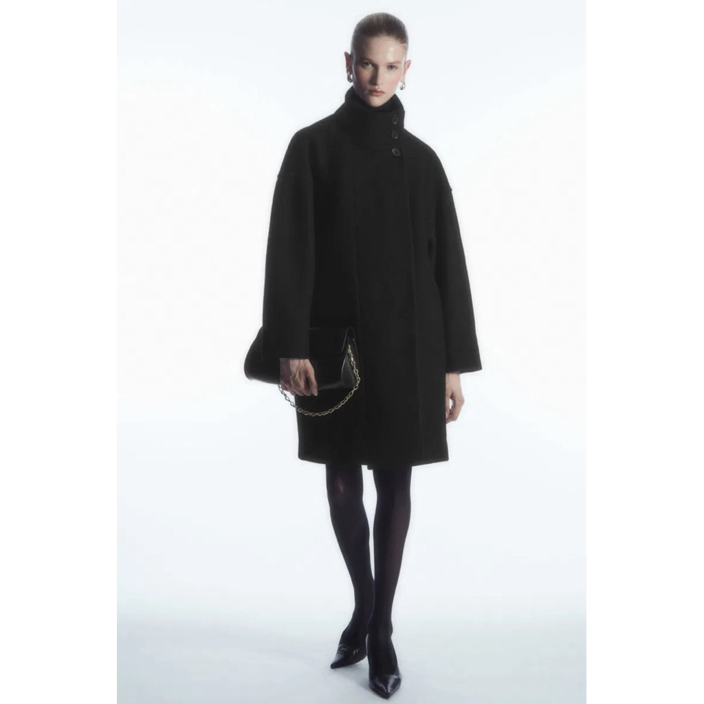 COS FUNNEL-NECK BOILED-WOOL COAT | 蝦皮購物