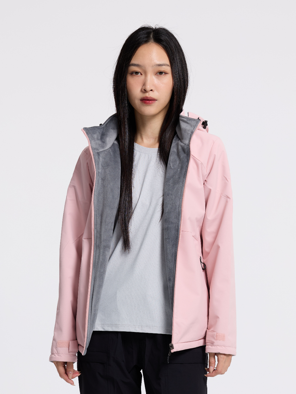 SOFO 雙面穿外套 刷毛外套 防風外套 保暖外套 女外套 / 可拆帽 雙口袋拉鍊 no.28064 / 現貨 粉色 | 蝦皮購物