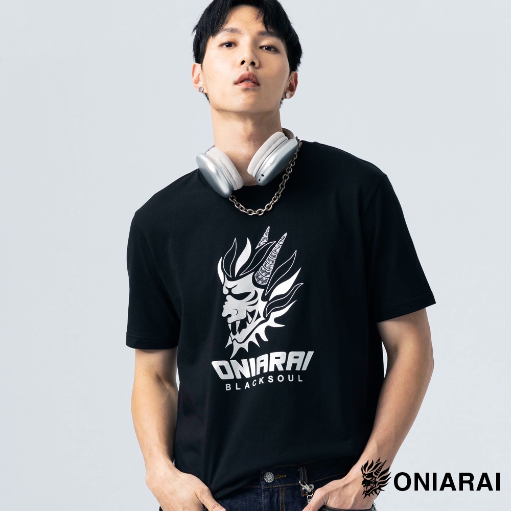 BLUE WAY 鬼洗 ONIARAI - 男款 闇黑潮流LOGO短TEE（LOGO銀色）/網路獨家 | 蝦皮購物