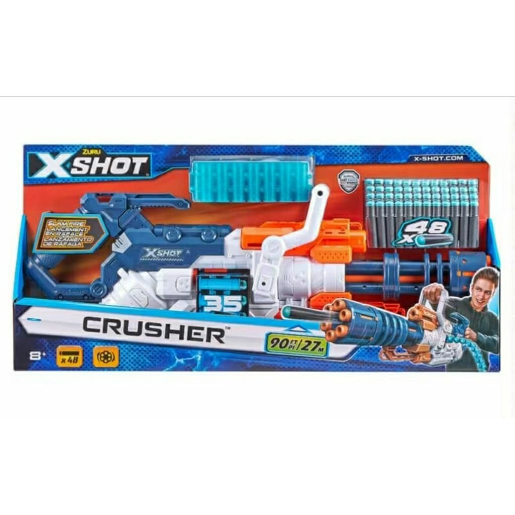 神盾橘 ZuRU X-SHOT crusher 格林發射器 X特工渦輪發射器 破碎者發射器 原廠35發彈殼彈鏈 絕版白 | 蝦皮購物