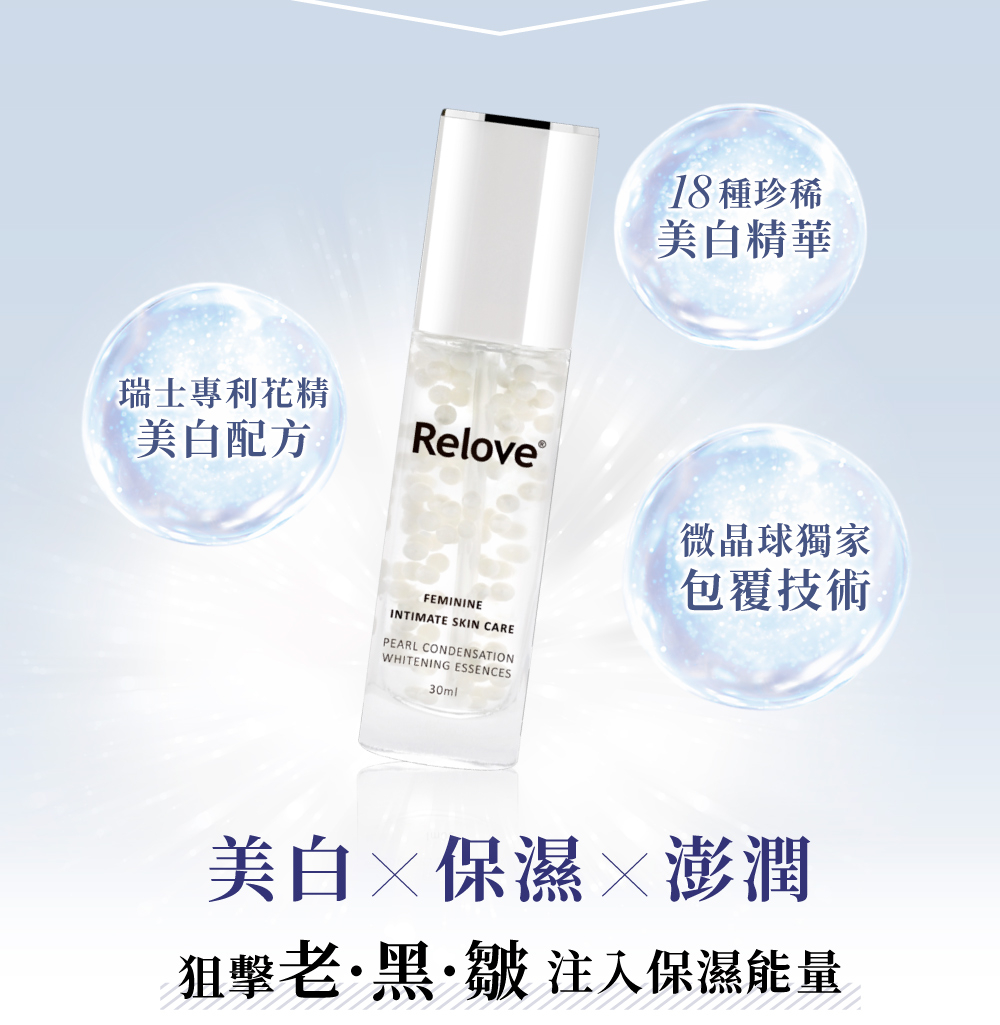 Relove 淨柔白桃 私密美白賦活晶球凝露 30ml 嫩白精華 私密保養護理 | 蝦皮購物