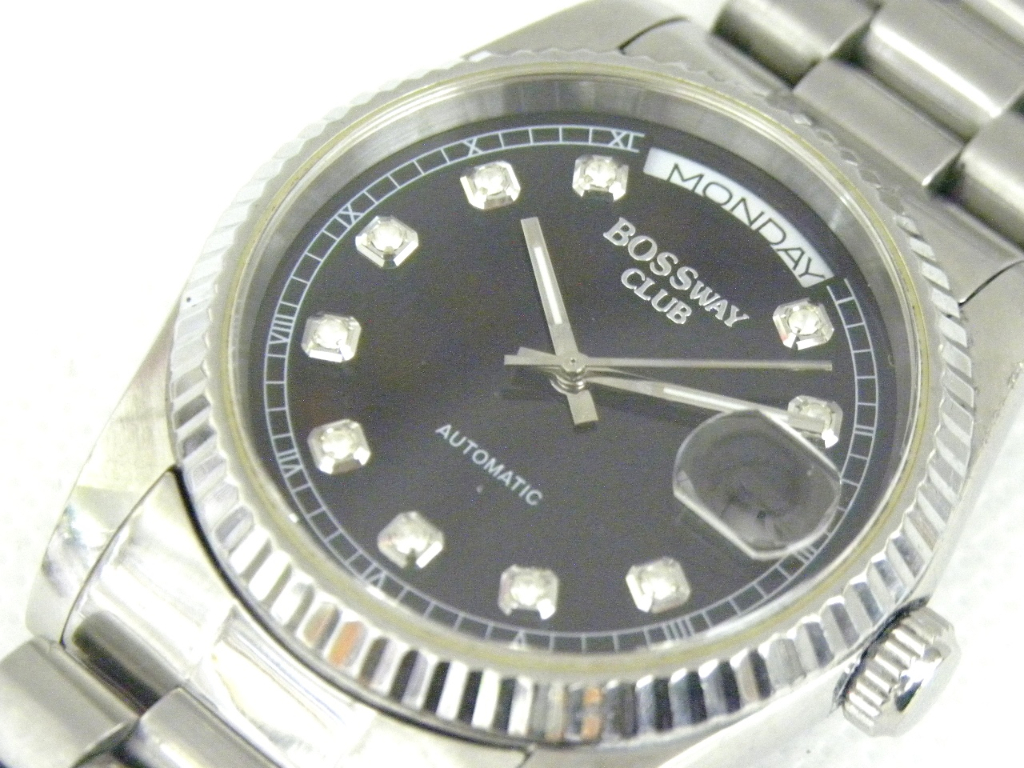 [專業] 機械錶 [BOSSWAY 64107]BOSSWAY 蠔式自動錶[22石][黑面+星+日期]/時尚 | 蝦皮購物