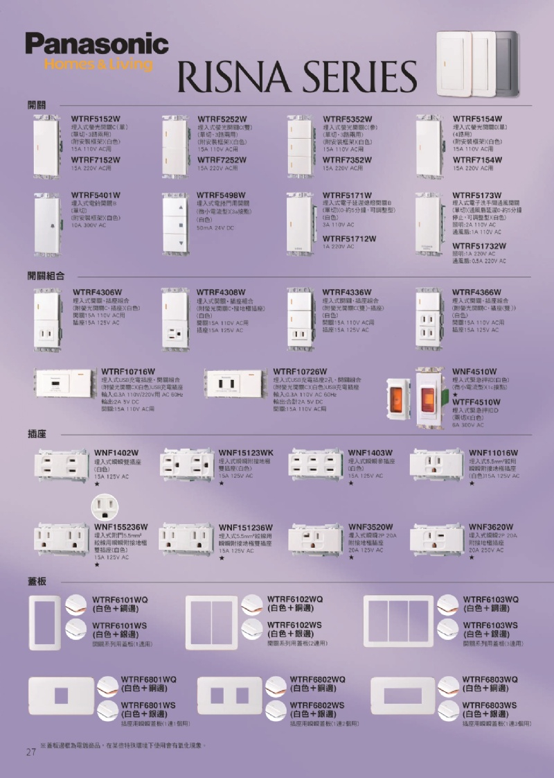 國際牌 Panasonic RISNA系列 開關插座 埋入式插座 灰色 WNF15123H 接地雙插座 灰色 含稅 | 蝦皮購物