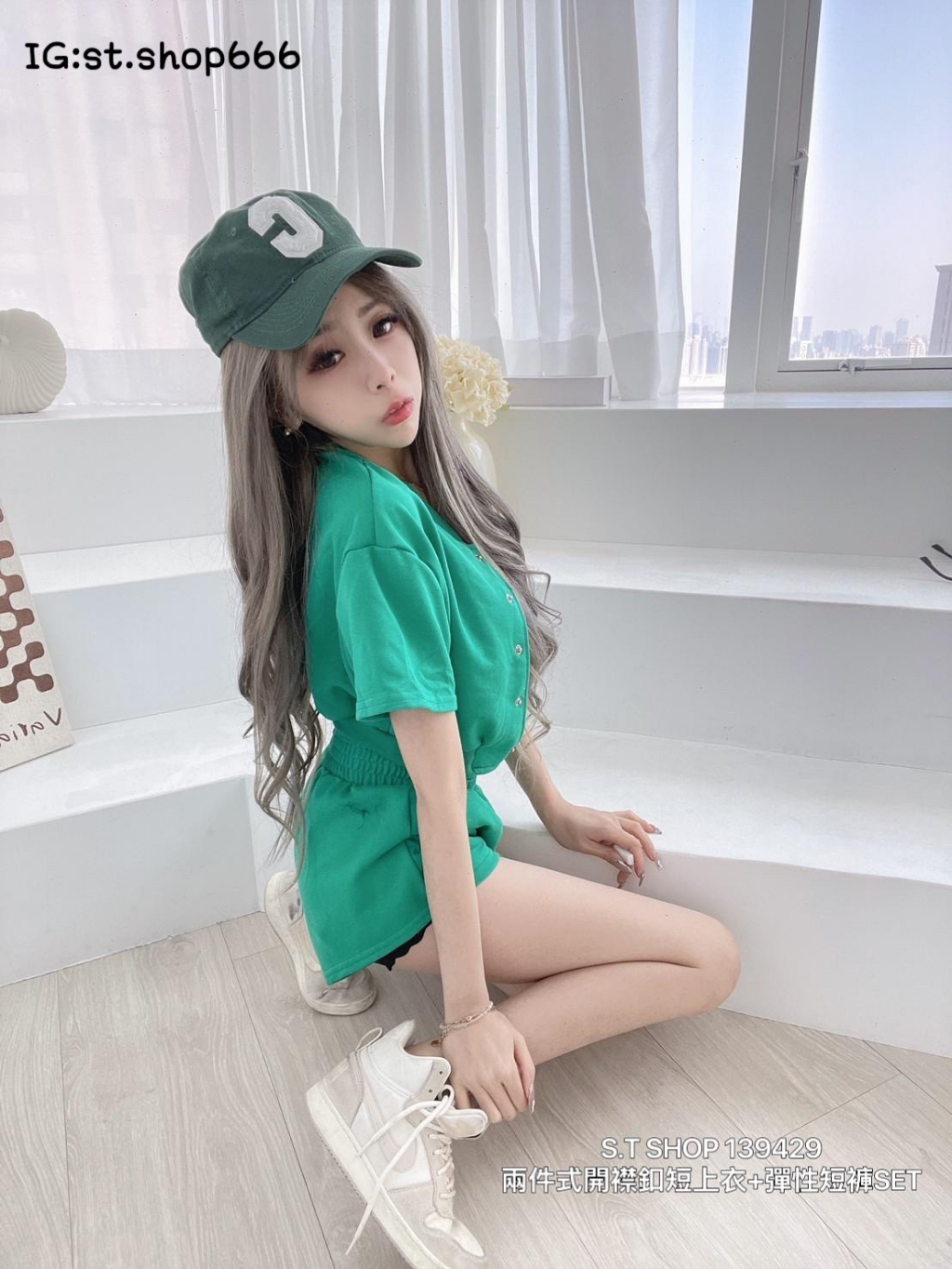 【S.T SHOP現貨秒出】1394兩件式開襟釦短版上衣+彈性短褲SET 休閒套裝 短版上衣 女裝套裝 短褲 熱褲 | 蝦皮購物