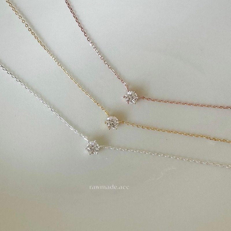 【全純銀單鑽項鍊 】Raw-made S925 閃亮加倍 5A鋯石 | 蝦皮購物