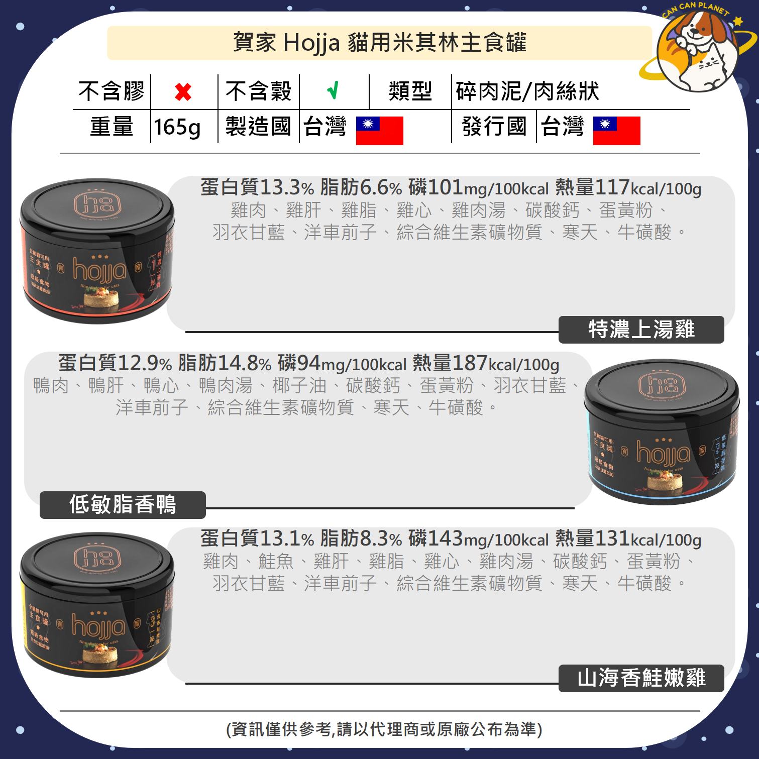 ♡罐罐星球♡賀家 Hojja 米其林主食罐 肉泥 肉絲 頂級 台灣 主食罐 貓罐 貓 罐 165g | 蝦皮購物