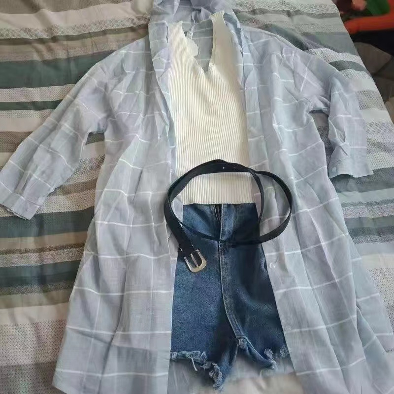 M-7XL單/套裝女 胖MM大尺碼套裝女 女裝130kg胖妹妹套裝女洋氣遮肚顯瘦防曬衣短褲兩件套 短袖牛仔褲三件套 | 蝦皮購物