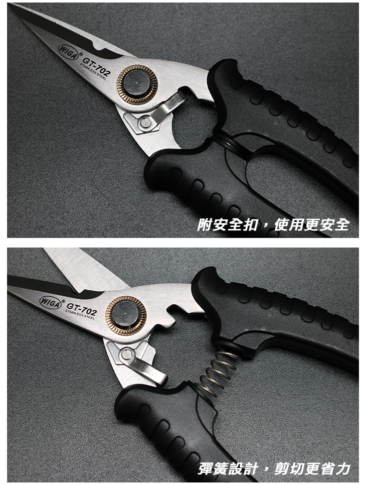 WIGA 威力鋼工具GT-702 7吋 工業級多功能不鏽鋼剪刀[附強力切口] | 蝦皮購物