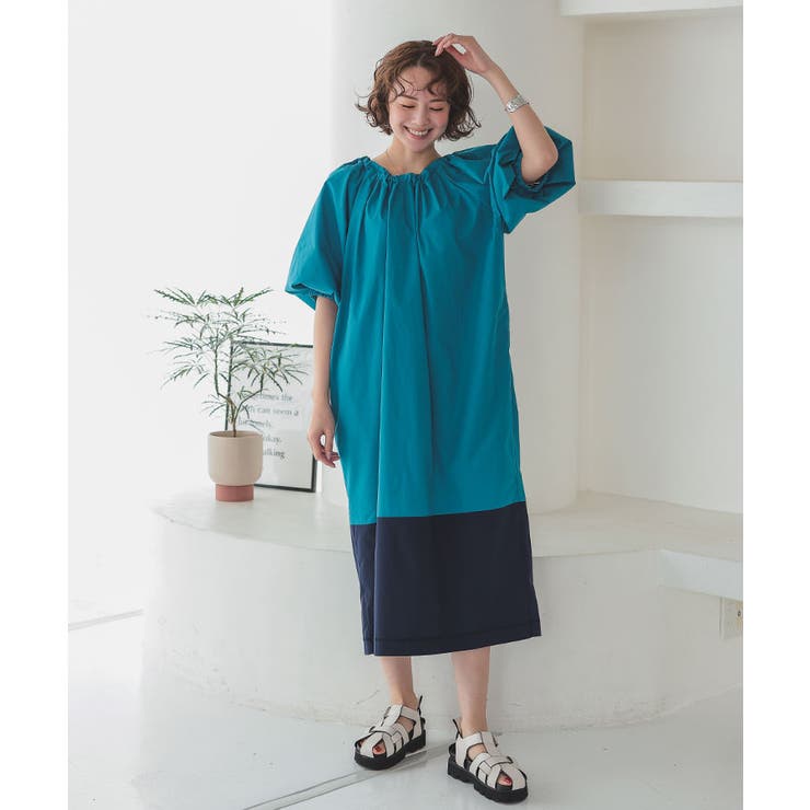 DoReFe |日本專櫃 現貨 折扣 設計款 後蝴蝶結 繭型蓬蓬袖 長版洋裝 連身裙 | 蝦皮購物