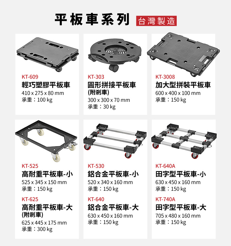 【加大型拼裝平板車 KT-3008】台灣製 組合式板車 拖車 烏龜車 手拉車 搬貨車 工作車 搬運車 | 蝦皮購物