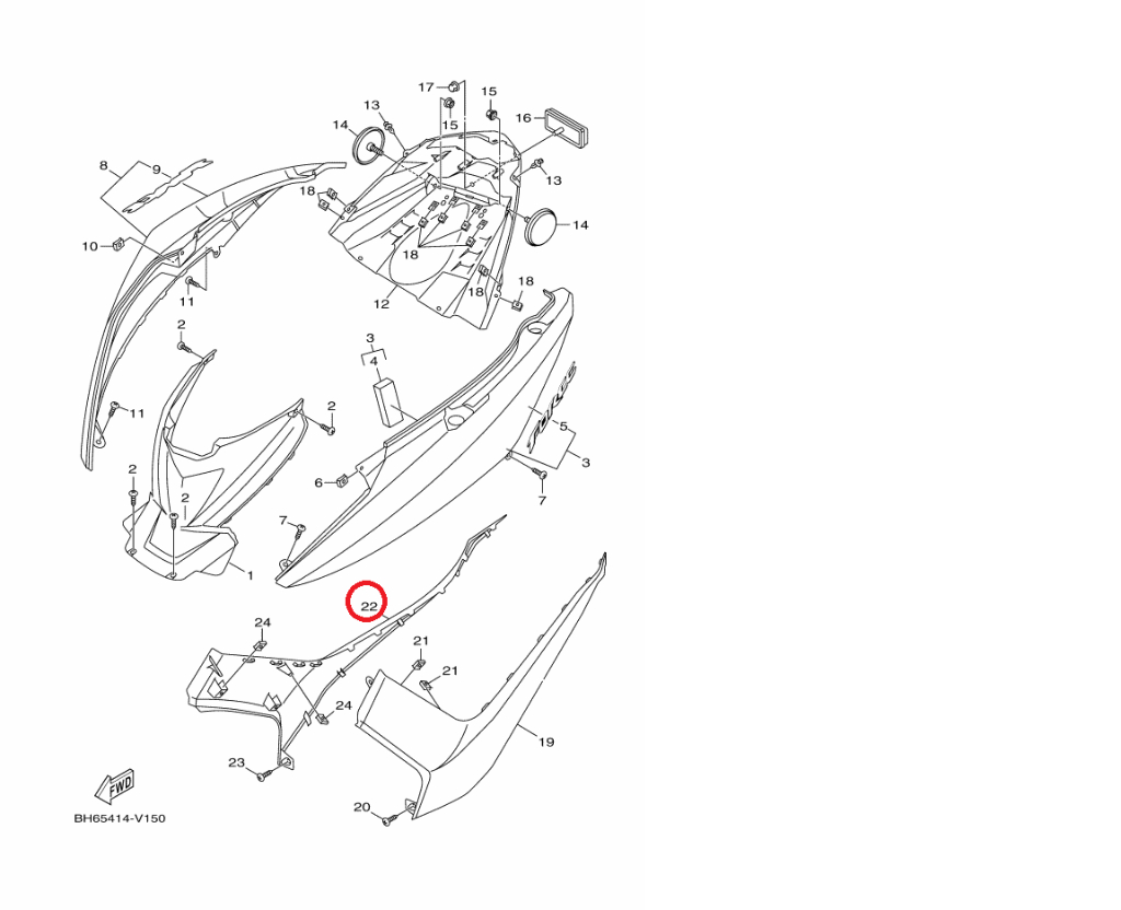 YAMAHA 原廠 FORCE 155 深灰 右側條 護片 料號：BH6-F7492-00-P3 | 蝦皮購物