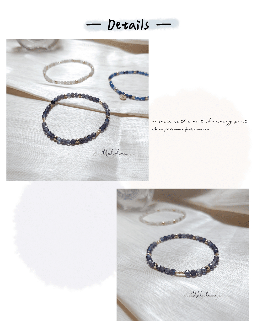 ≡Willa’s hand made shop≡漸層堇青石 美國14KGF 設計手鍊 彈性款 水晶手鍊 增加人緣 減肥石 | 蝦皮購物