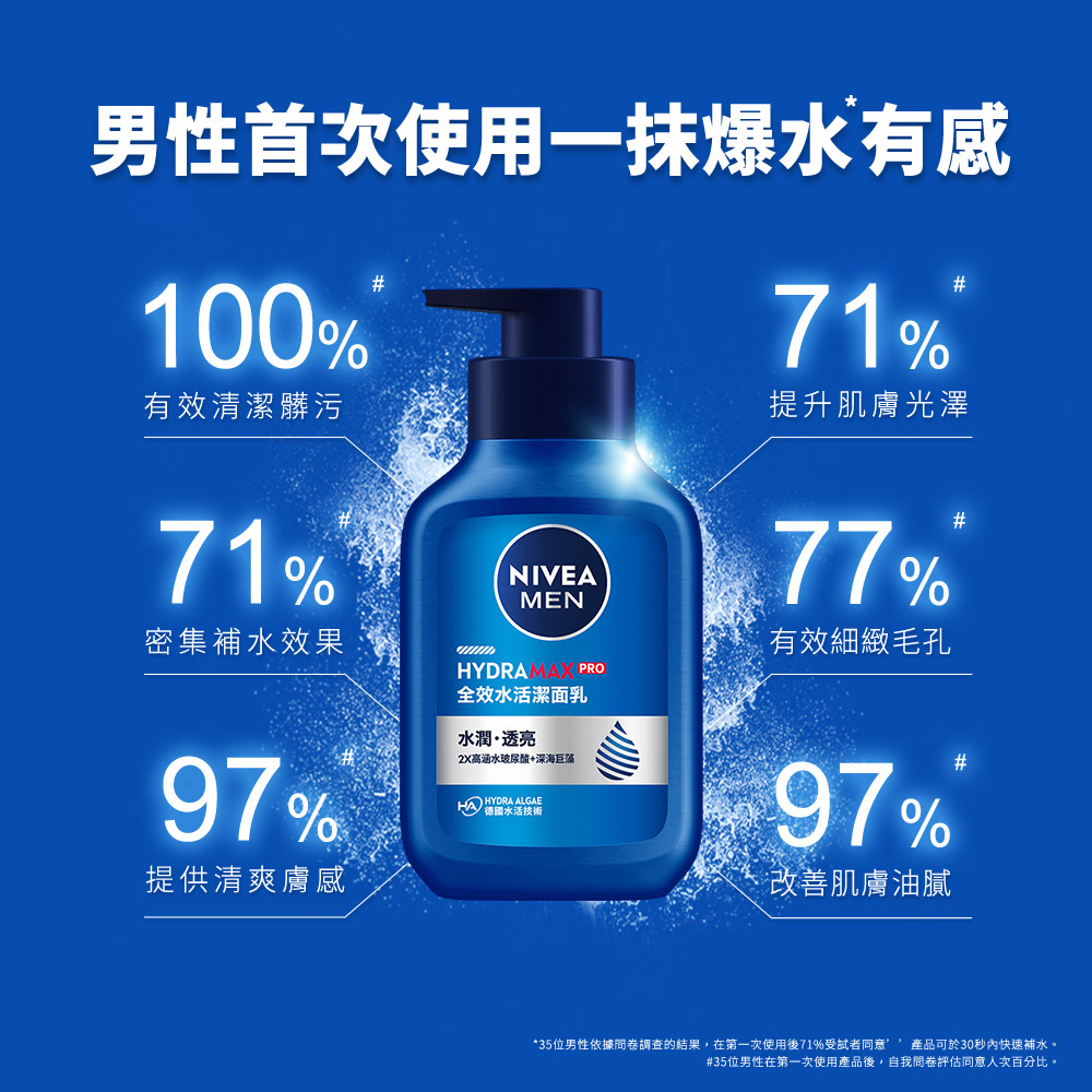 【nivea 妮維雅】男士水活保濕精華水乳液凝露潔面乳潔面泥化妝水海洋巨藻萃取2倍玻尿酸 蝦皮購物