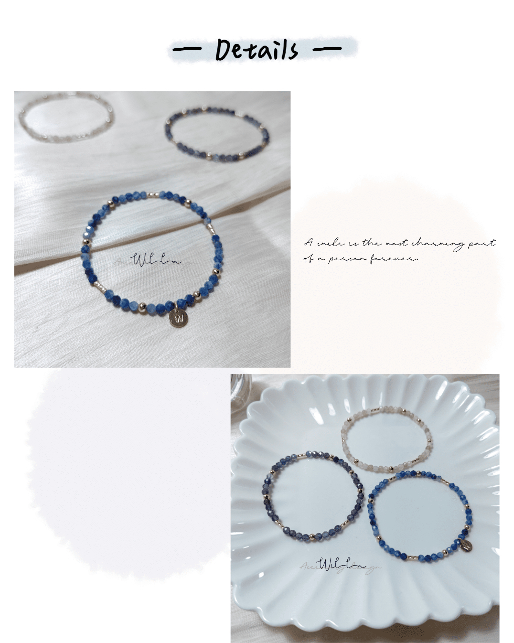 ≡Willa≡ 漸層藍晶石 美國14KGF 設計手鍊 彈性款 水晶手鍊 美人魚靈石 夏日必備 小水晶 | 蝦皮購物