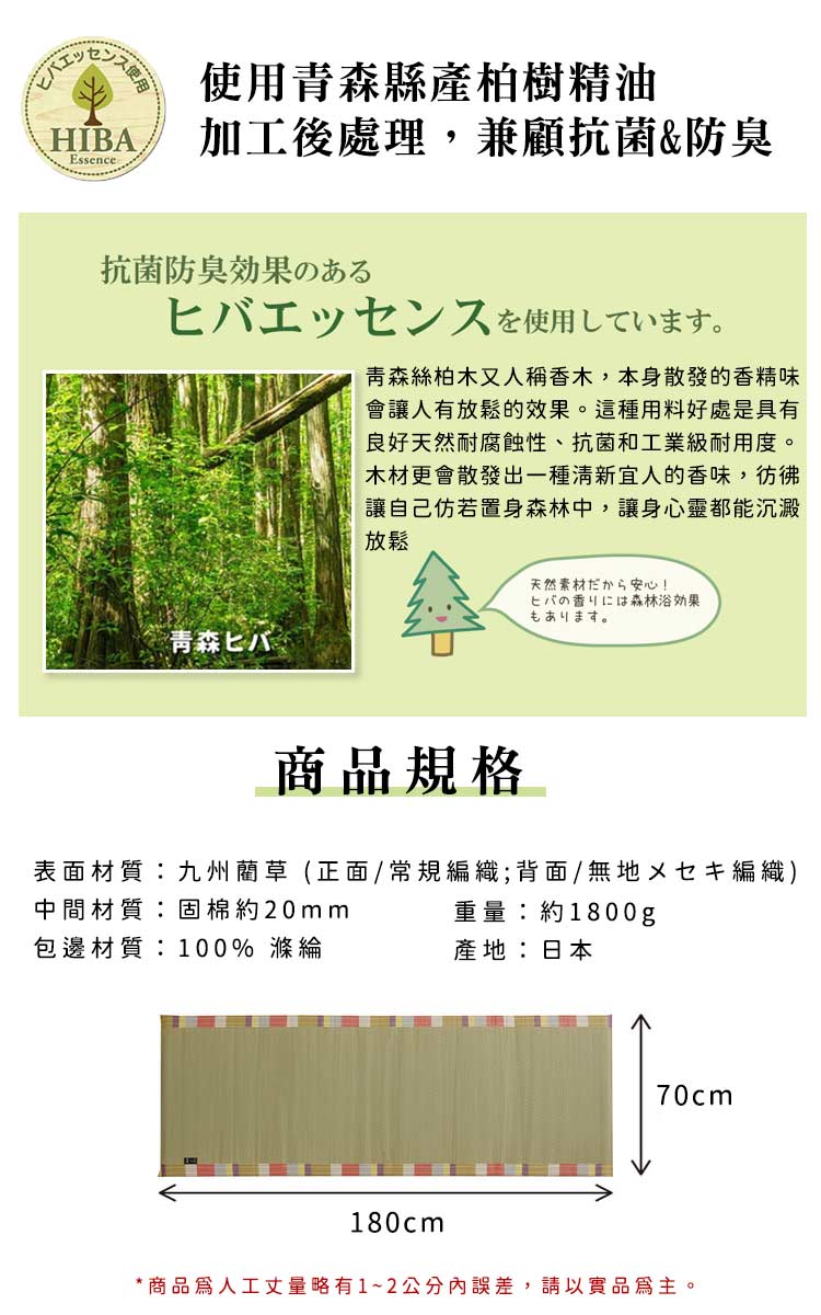 台灣現貨 加長型藺草床墊70X180【日本池彥IKEHIKO】日本製清涼除臭和風款床墊 草蓆 涼席 涼墊 | 蝦皮購物