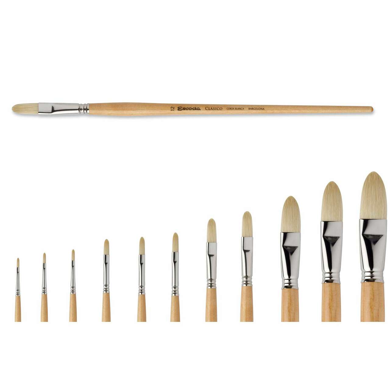 【板橋酷酷姐美術】ESCODA CLÁSICO 白猪鬃 長桿 油畫筆/壓克力兩用畫筆 平頭/橢圓頭 4729/4829 | 蝦皮購物