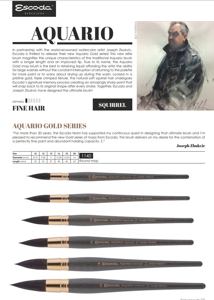【板橋酷酷姐美術】西班牙ESCODA筆皇 頂級喀山松鼠毛 【金色聯名/約瑟夫同款】水彩筆 1140 拖把筆 Joseph | 蝦皮購物
