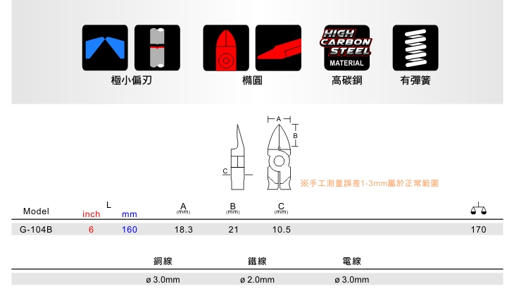 WIGA威力鋼 G-104B 6吋 美式強力斜口鉗[高碳鋼打造] | 蝦皮購物