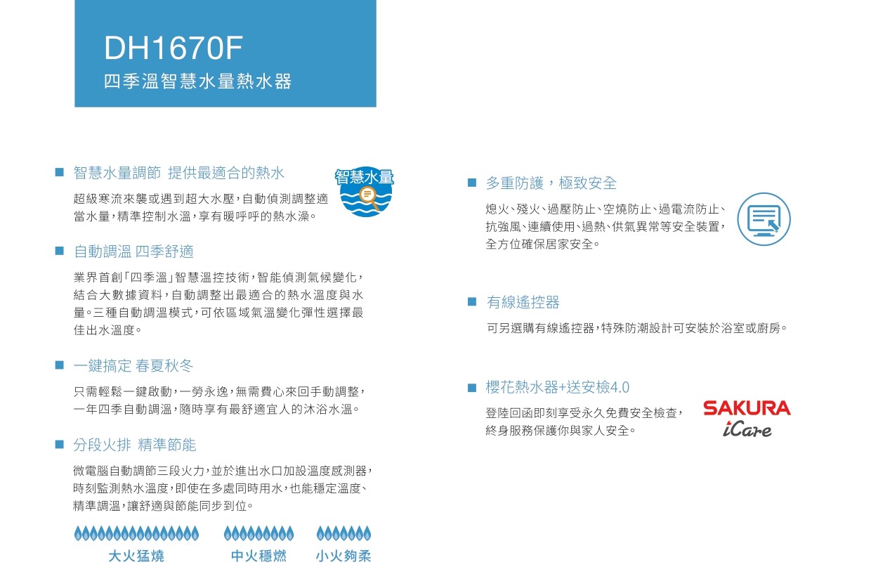 SAKURA 櫻花 16L 四季溫智慧水量 熱水器 DH-1670F(NG1/FE式)天然瓦斯 | 蝦皮購物