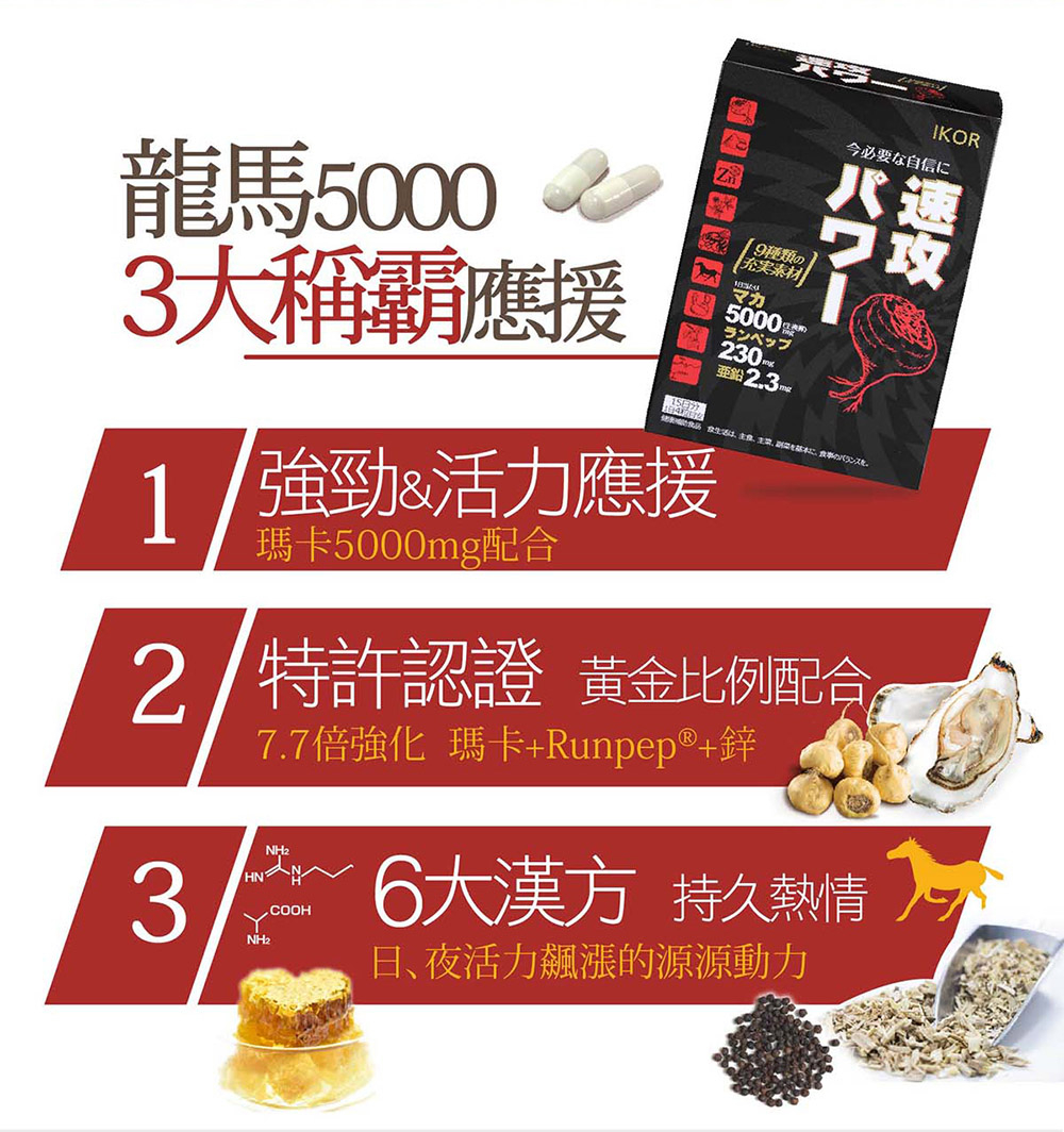 【IKOR醫珂】龍馬5000瑪卡膠囊 60粒/盒 日本製 馬卡+鋅 6種滋養強壯成份 MACA【壹品藥局】 | 蝦皮購物