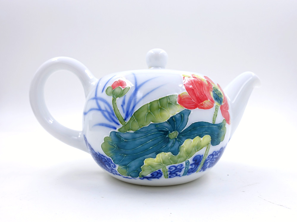 故宮御用國寶彩繪大師 林春香 法華荷花壺 茶壺 瓷器 茶具 收藏 招財法華瓷 泡茶高級瓷器 贈禮 附禮盒 買就送兩個茶杯 蝦皮購物