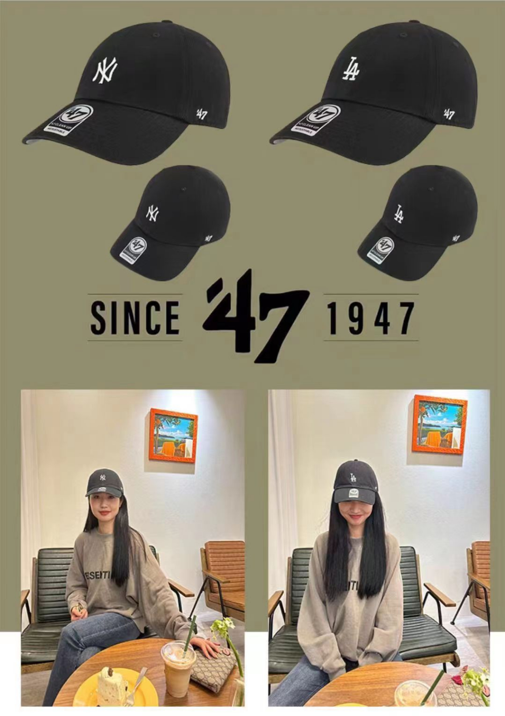 《代購多款可選》CP77-ny-la 47帽子 軟頂 小標NY 小標LA 棒球帽 洋基帽 老帽 韓國代購 可調式老帽 | 蝦皮購物