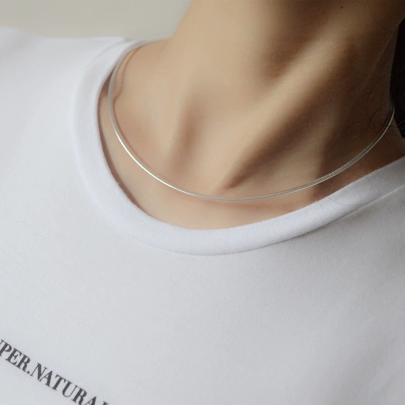 s925純銀2MM扁蛇骨項圈 簡約百撘配飾鏈 | 蝦皮購物