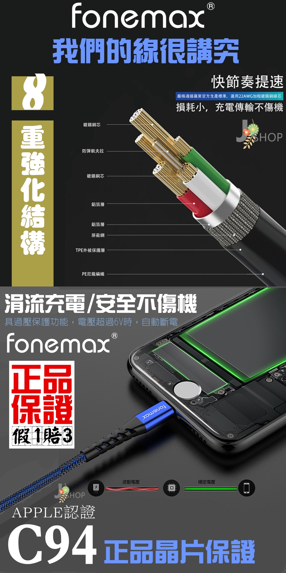 Fonemax 正 MFI 官方認證 PD 快充線 Lightning Type C 充電線 Apple 蘋果 傳輸線 | 蝦皮購物