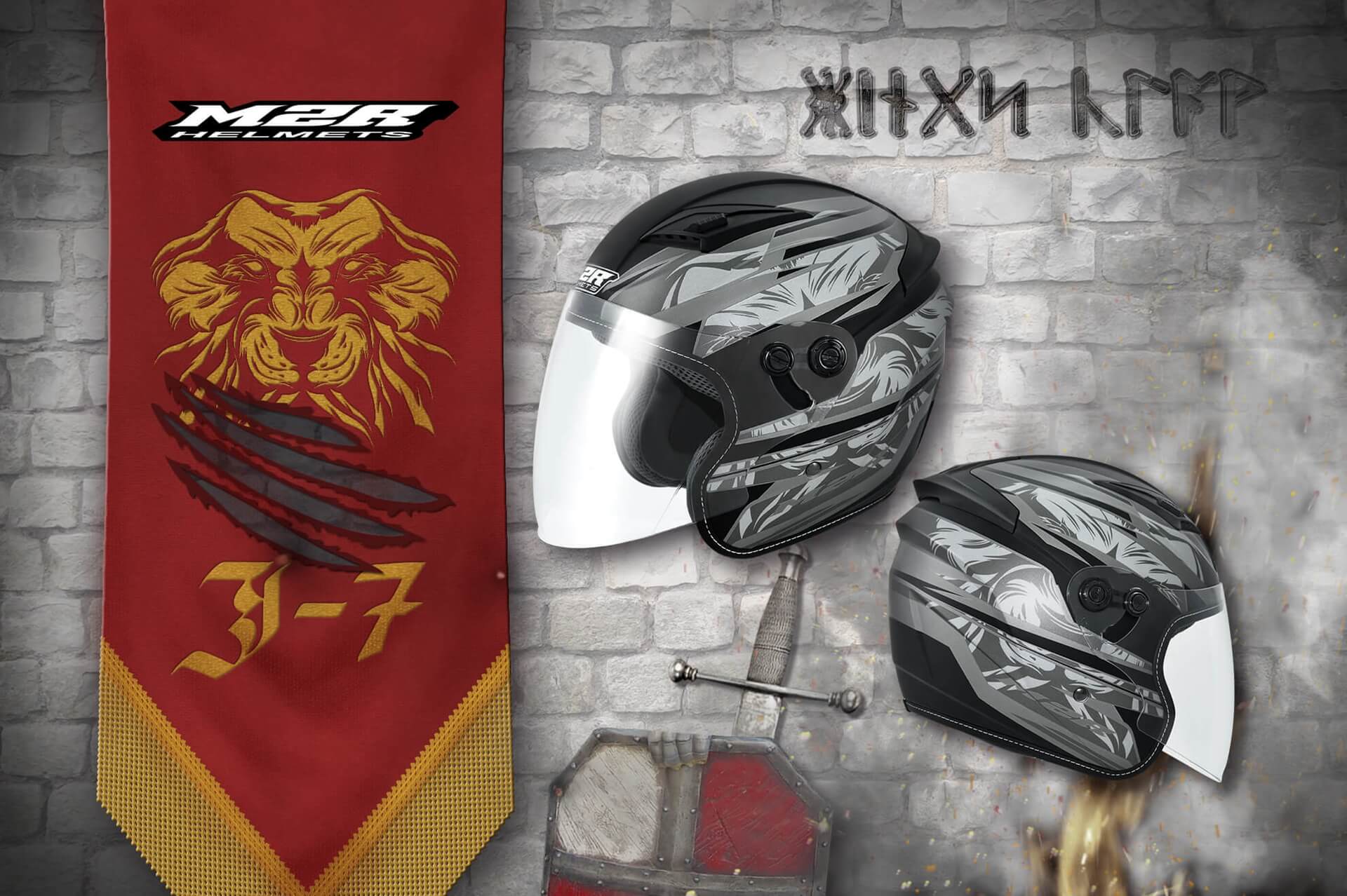 【豪新安全帽部品】M2R J7 J-7 #1 消光黑銀 彩繪 3/4罩式 半罩 加大尺寸 安全帽 免運費 | 蝦皮購物