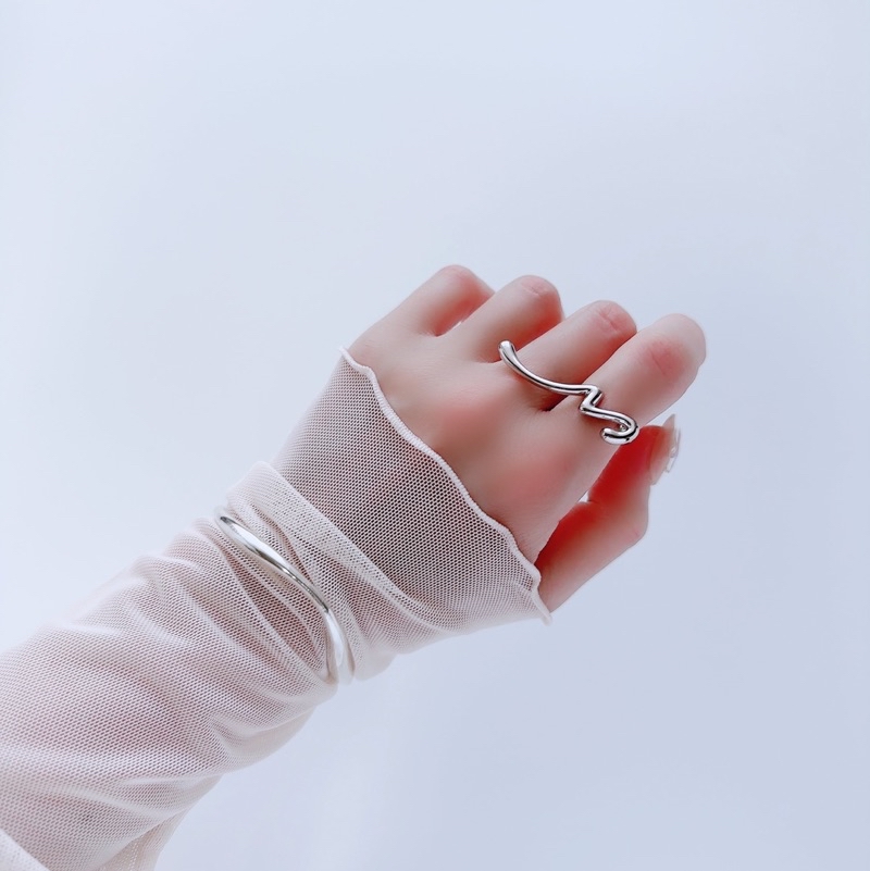 【銀色24H出貨】出口日本 S925純銀簡約不規則線條字母開口純銀戒指 指環 todayful風 日牌戒指 飾品 | 蝦皮購物