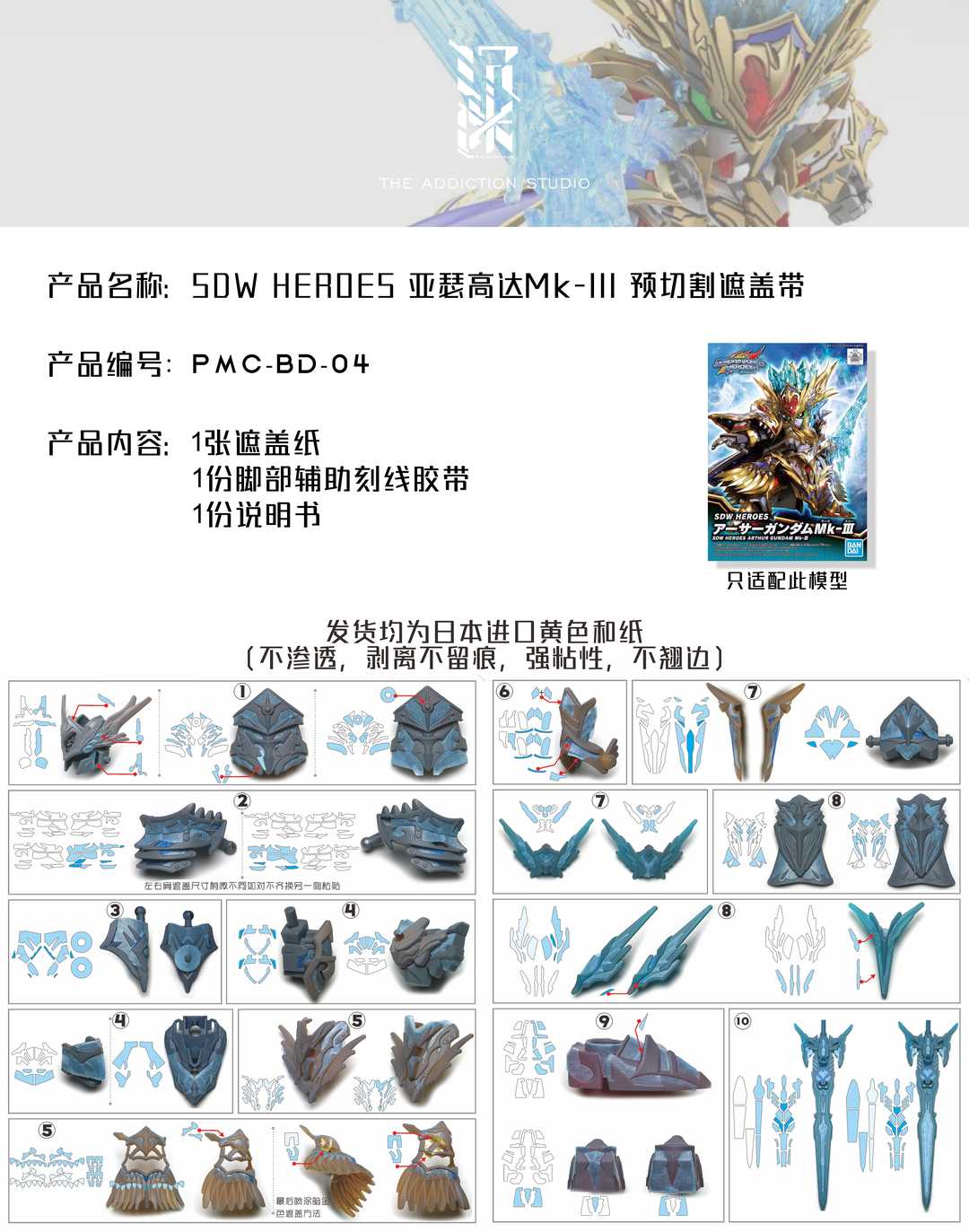 【模玩】TAS沉迷者 萬代SDW 亞瑟鋼彈MK-III預裁切遮蓋帶 | 蝦皮購物