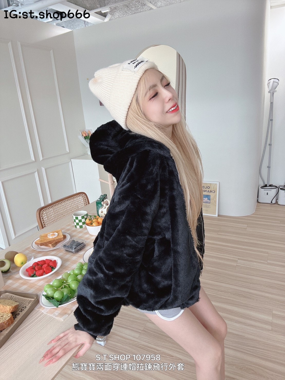 【S.T SHOP現貨】1079 熊寶寶兩面穿連帽拉鍊飛行外套 | 蝦皮購物