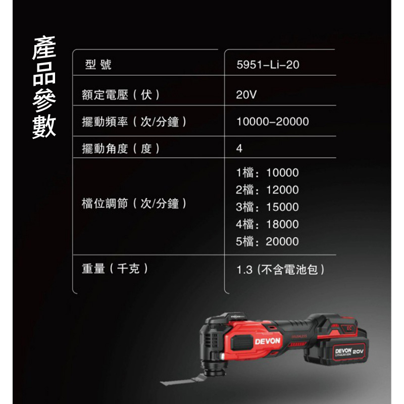 DEVON大有【20V鋰電無刷魔切機 5951-Li-20】磨切機 切割刀 研磨機 | 蝦皮購物