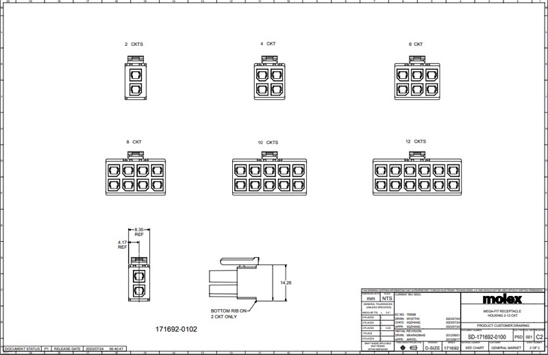 Molex 電源連接器 Mega-Fit Recept Hsg 4 ckt V-0 171692-0104 現貨零售 | 蝦皮購物