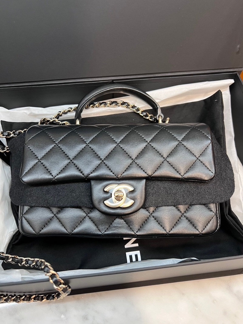 (售出）CHANEL CF Mini handle 20 黑淡金 晶片款 | 蝦皮購物