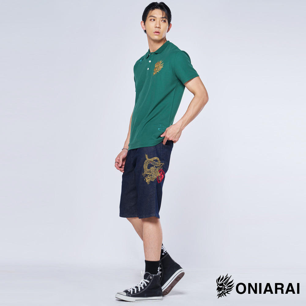 BLUE WAY 鬼洗 ONIARAI - 男款 大和魂器物竜之丸短袖POLO衫(綠) | 蝦皮購物