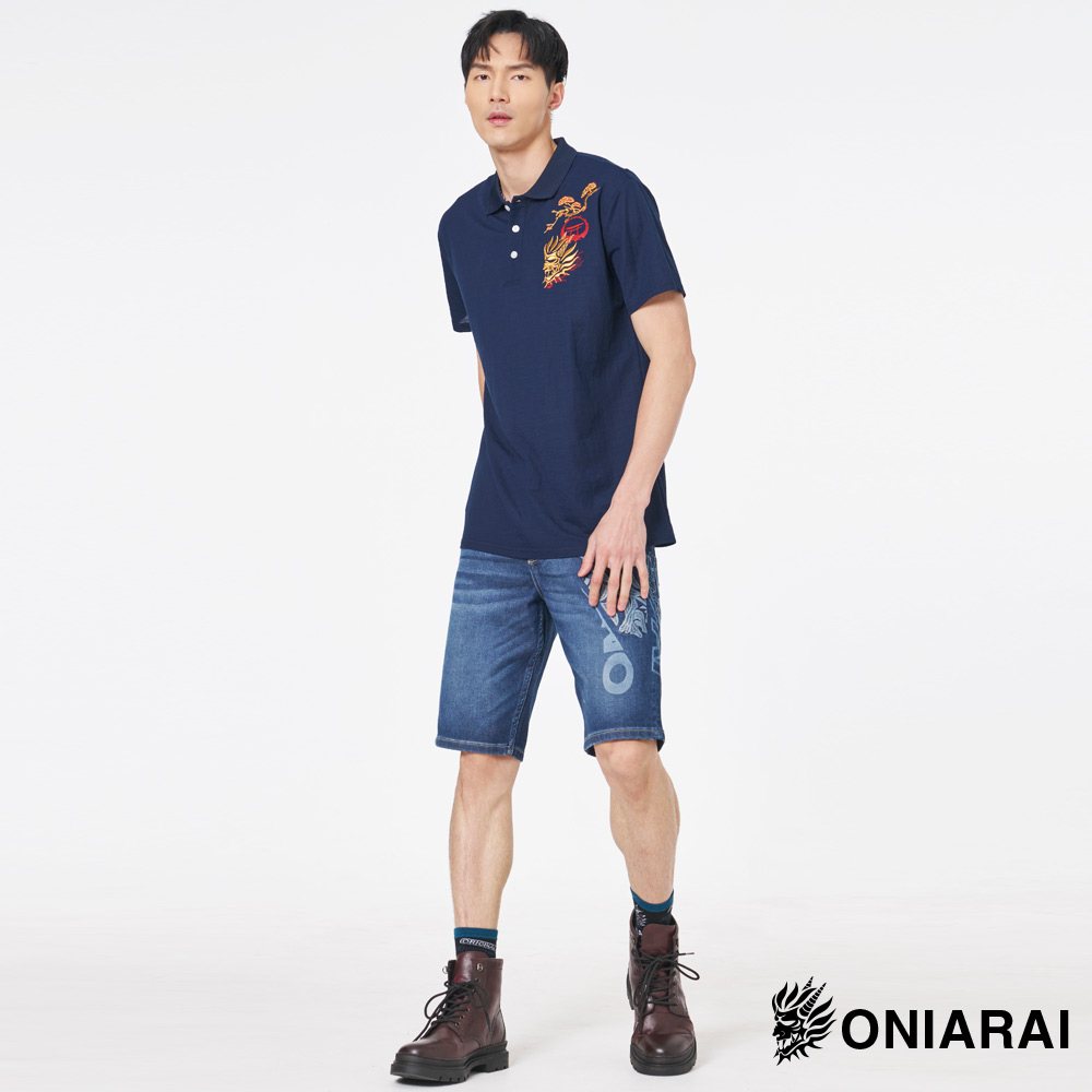 BLUE WAY 鬼洗 ONIARAI - 男款 和藝術日式元素短袖POLO衫(丈青) | 蝦皮購物