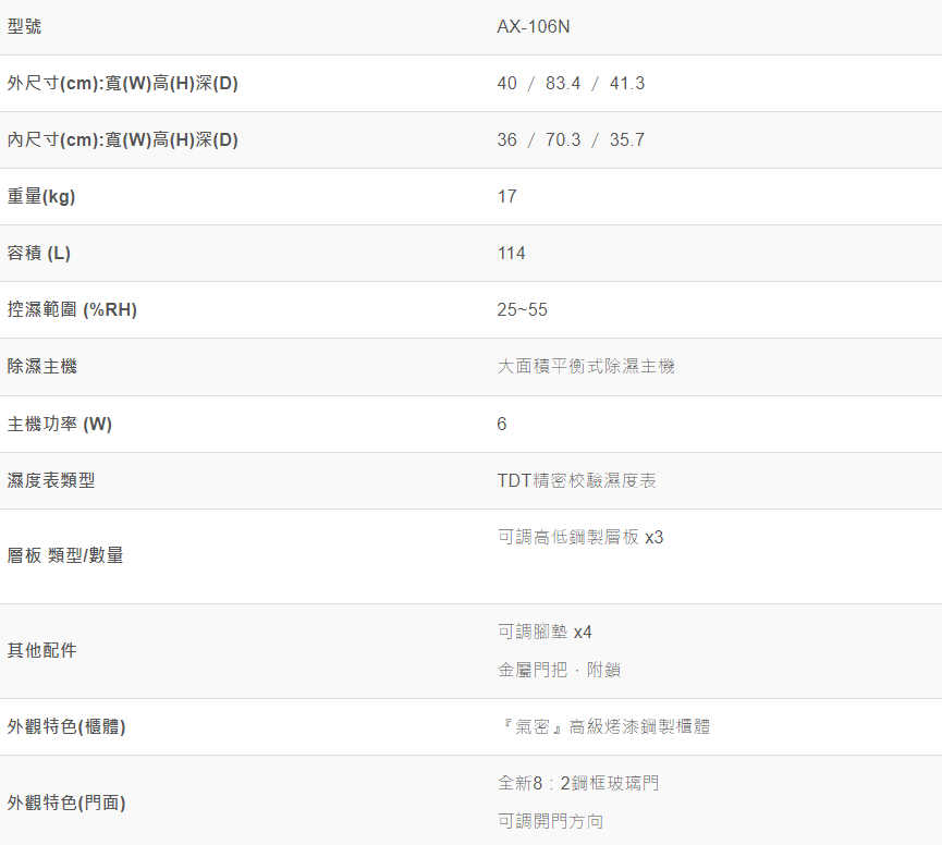 收藏家 AX-106N 114公升 全功能電子防潮箱 5%蝦幣回饋 Drytech系列 全功能專業防潮箱 聊聊再折 | 蝦皮購物
