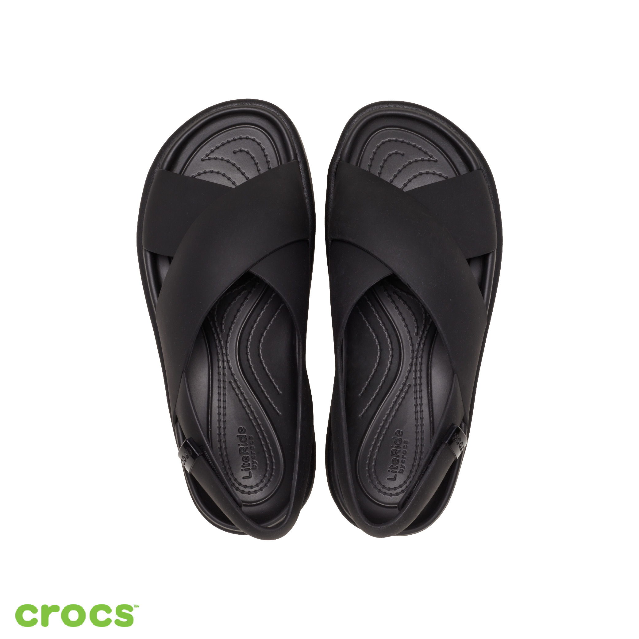Crocs 卡駱馳 (女鞋) 布魯克林奢華交叉帶涼鞋-209407-060_洞洞鞋 | 蝦皮購物