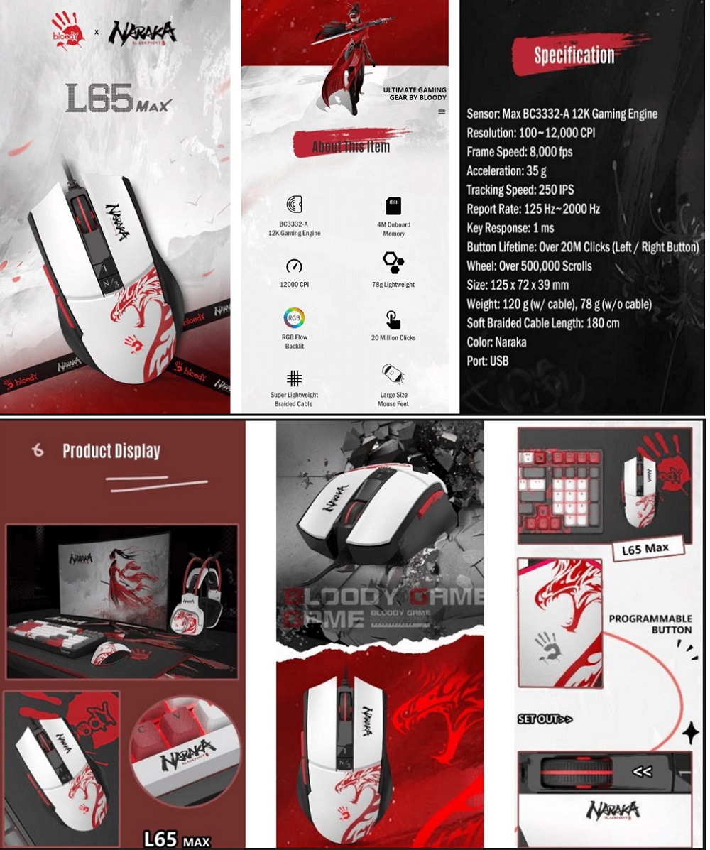 【A4 Bloody】L65 MAX(已激活)輕量 RGB永劫無間 電競滑鼠- 限量版 | 蝦皮購物