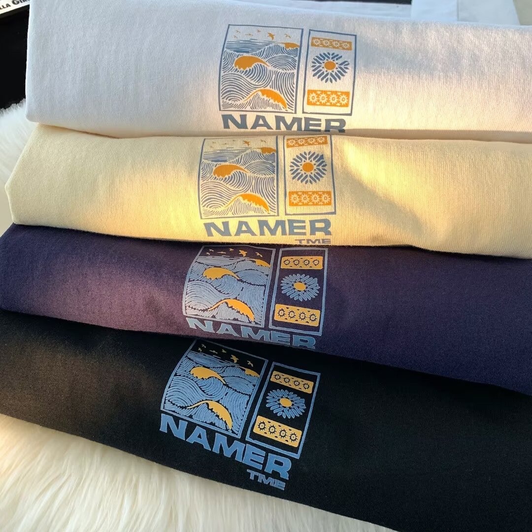 【K-2】NAMER 手繪海洋 衝浪板 日系復古 230g 重磅 純棉t恤 短袖 ins風 寬鬆短袖 oversize | 蝦皮購物