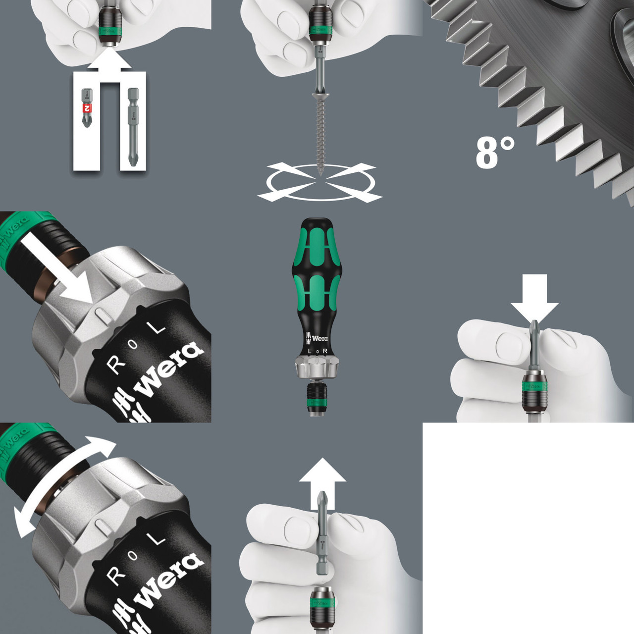 德國【WERA】816RA 1/4"快脫可調式 高扭力棘輪 螺絲起子握柄 | 蝦皮購物