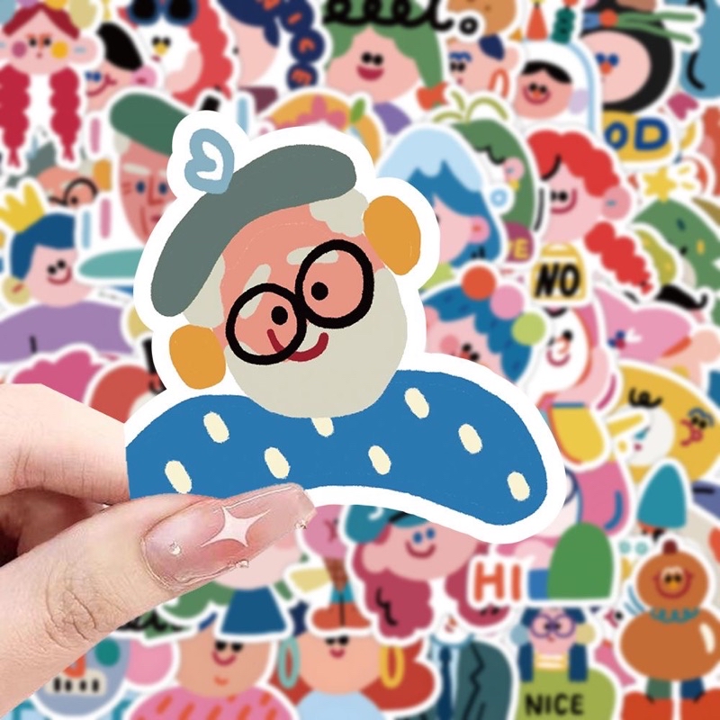 P098 現貨「Rouの貼紙小賣舖」插畫風頭像60入貼紙組 | 蝦皮購物