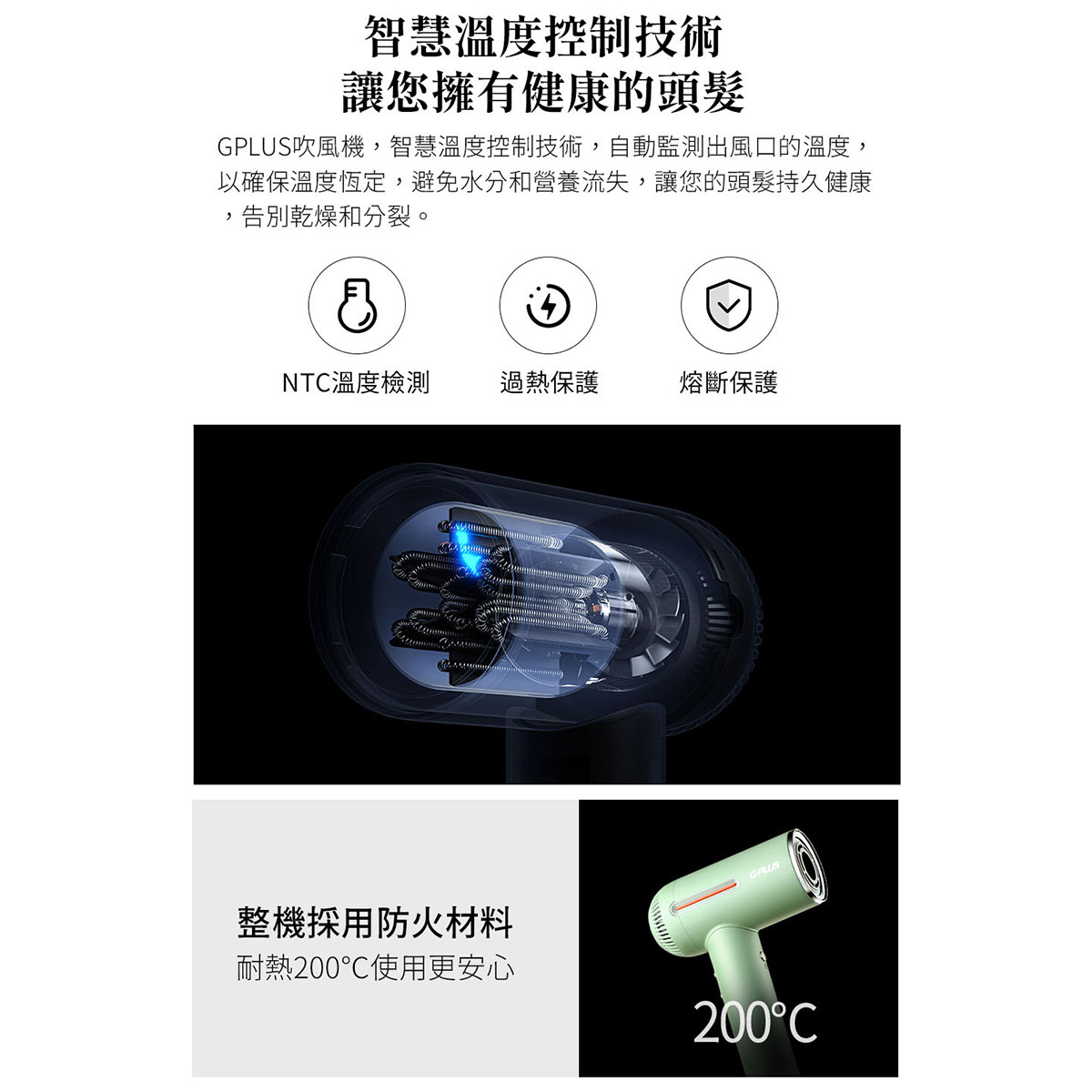 【GPLUS】 智慧溫控負離子吹風機 GP-F02 牛奶白/綠拿鐵 | 蝦皮購物