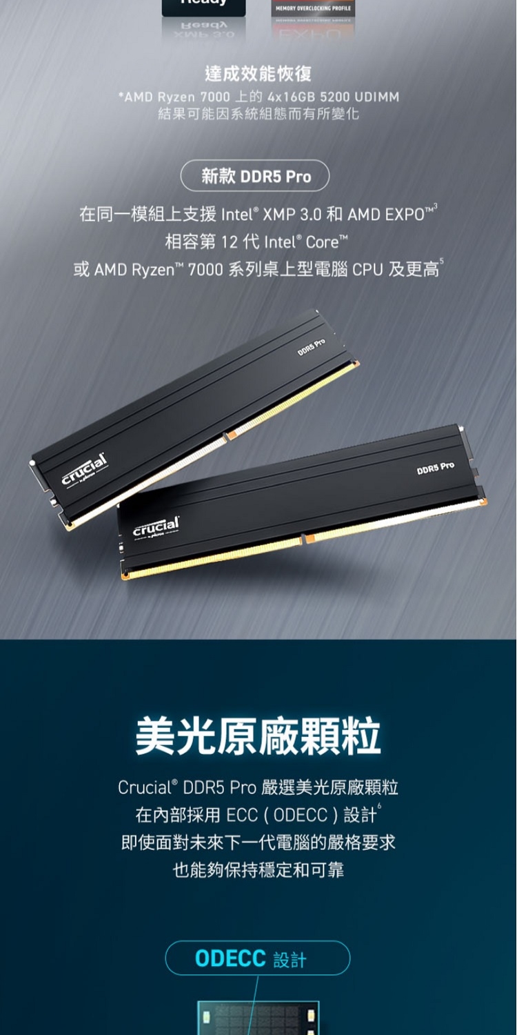 Micron 美光 Crucial PRO DDR5 6000 48G(24Gx2)超頻記憶體(雙通)(黑散熱片) | 蝦皮購物