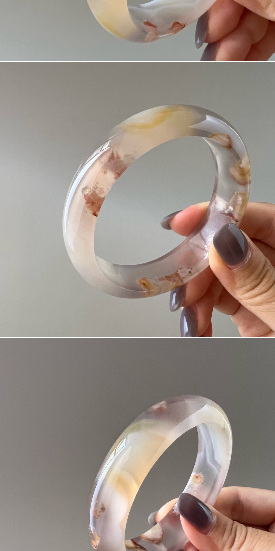 現貨 一物一圖 櫻花瑪瑙 57圈口 高冰灰紫 高冰透起螢光 手鐲 玉鐲 TUCHIE輕珠寶 | 蝦皮購物