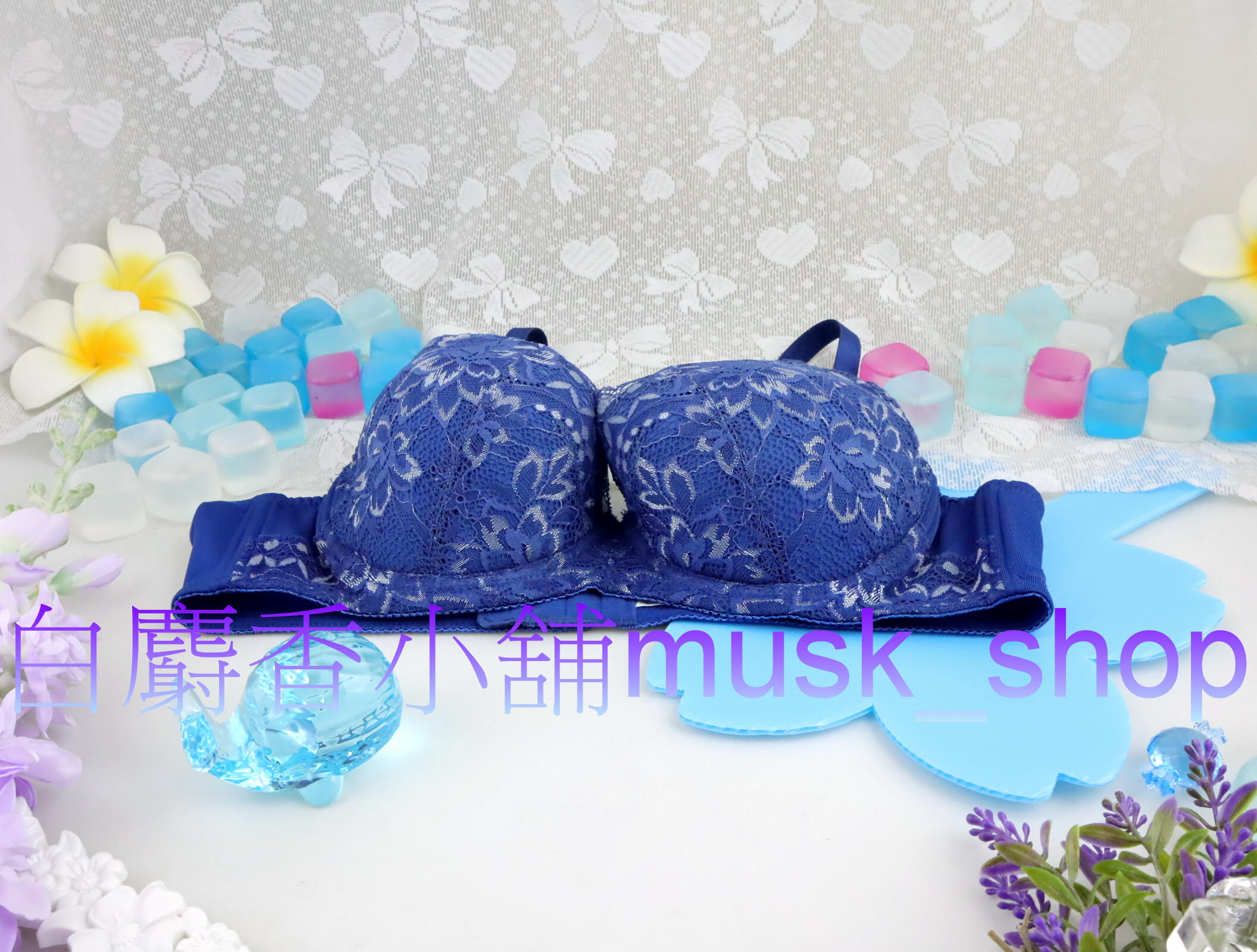 尺寸38B=85B-夫特藍色花舞影蝶系列玫瑰銀燄絲光蕾絲穩定包覆-S2930354＊白麝香小舖＊全新Swear思薇爾內衣 | 蝦皮購物